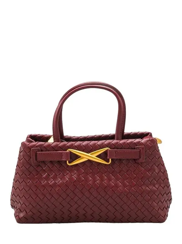PROLOGUE SHOES Woven Top Handle Bag - Burgundy