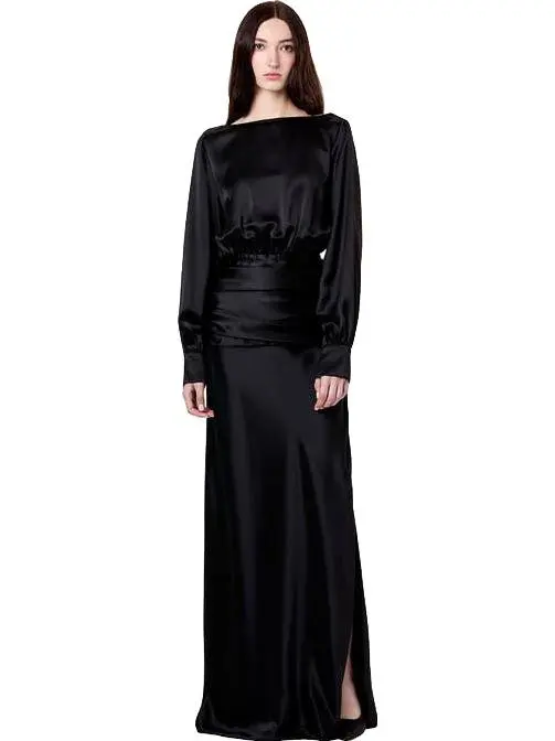 NICHOLAS Samina Long-sleeve Gown - Black
