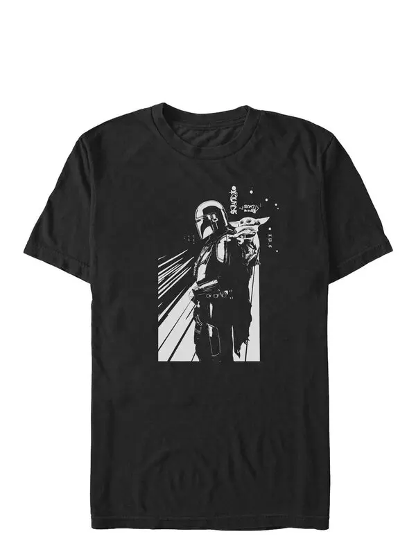 STAR WARS: THE MANDALORIAN AND GROGU Cutest Duo Sketch Short Sleeve Graphic T-shirt - Black