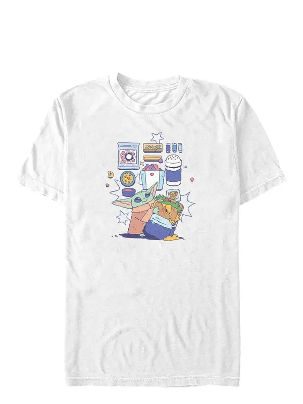 STAR WARS: THE MANDALORIAN AND GROGU Star Wars The Mandalorian And Grogu The Child Enjoy Your Meal Graphic T-shirt - White