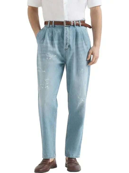Brunello Cucinelli Ripped Denim Trousers - Light Blue Denim