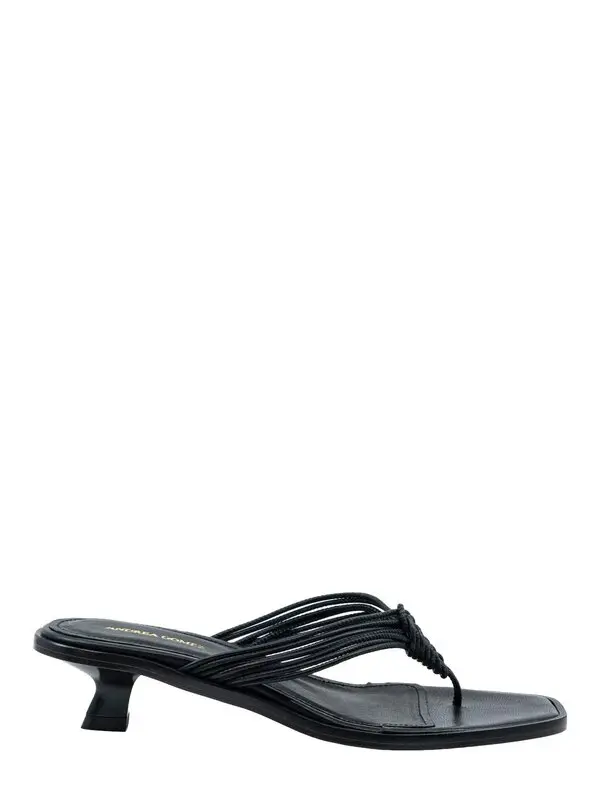 ANDREA GOMEZ Fern Leather Kitten Heel Sandal - Black