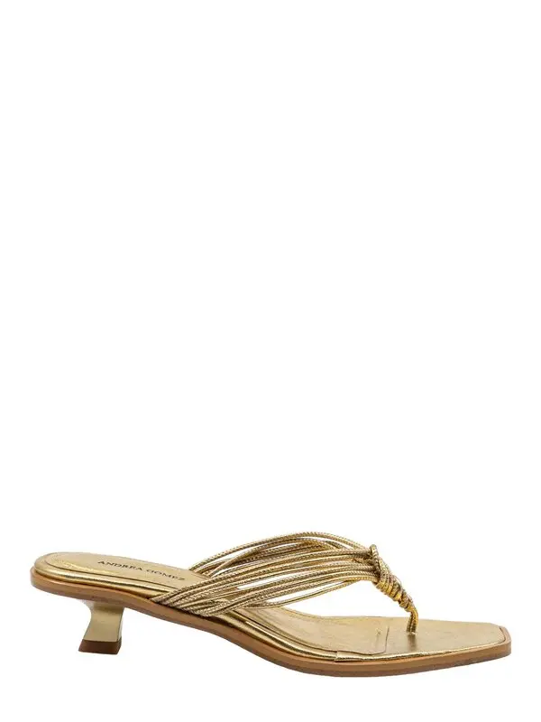 ANDREA GOMEZ Fern Leather Kitten Heel Sandal - Gold