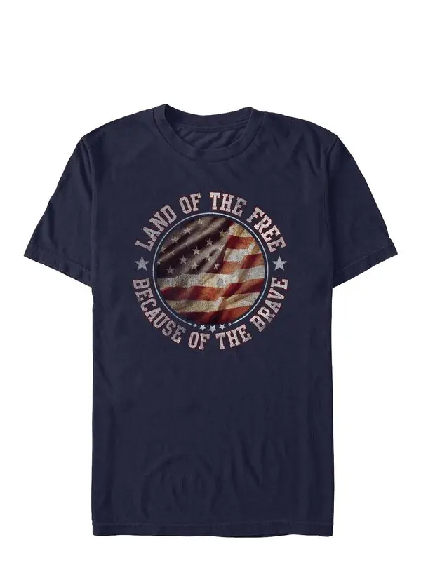 LOST GODS Land Of Free Because Of Brave Graphic T-shirt - Navy Blue