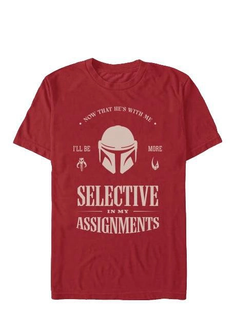 STAR WARS: THE MANDALORIAN AND GROGU Selective In My Assignments Short Sleeve Graphic T-shirt - Cardinal