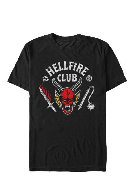 STRANGER THINGS Netflix Hellfire Club Costume Graphic T-shirt - Black