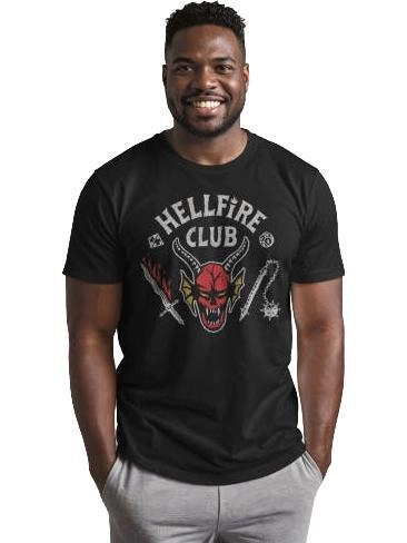 STRANGER THINGS Netflix Hellfire Club Costume Short Sleeve Graphic T-shirt - Black