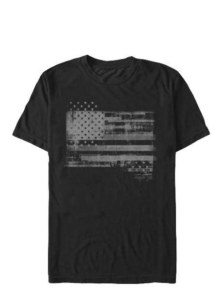 LOST GODS Monochromatic American Flag Short Sleeve Graphic T-shirt - Black