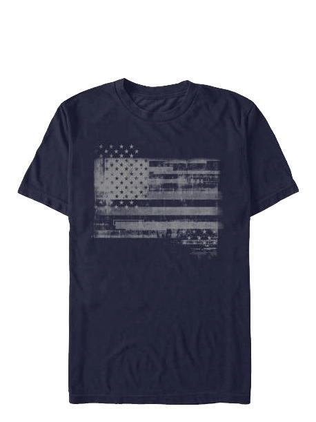LOST GODS Monochromatic American Flag Short Sleeve Graphic T-shirt - Navy Blue