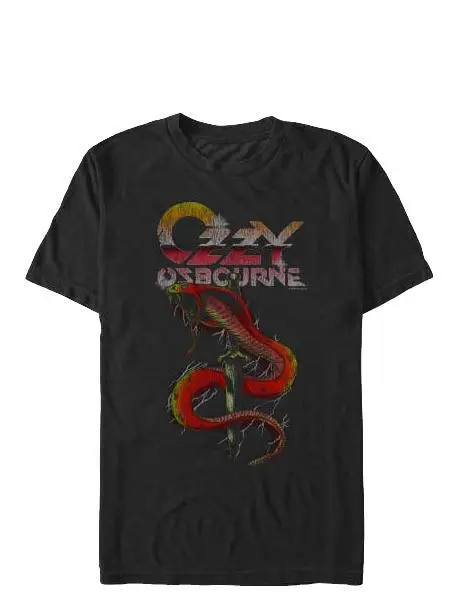 OZZY OSBOURNE Distressed Cobra Logo Graphic T-shirt - Black