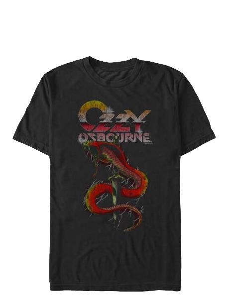 OZZY OSBOURNE Distressed Cobra Logo Short Sleeve Graphic T-shirt - Black