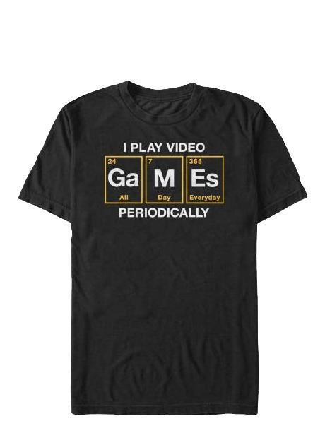 LOST GODS I Play Video Games Periodically Short Sleeve Graphic T-shirt - Black