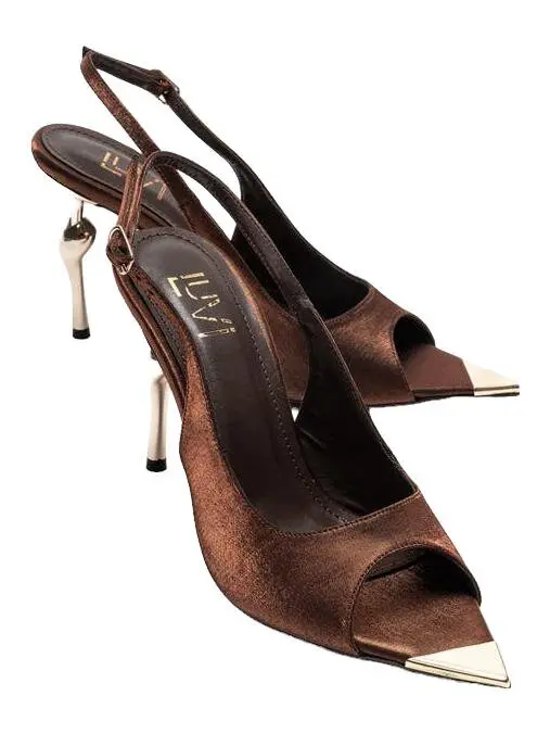 PROLOGUE SHOES Amore Slingback Stiletto Pumps - Copper