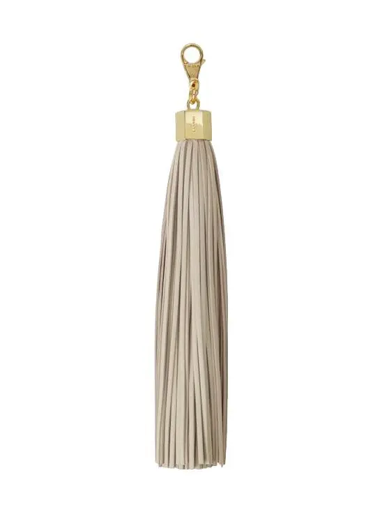 LANVIN Leather Pompom Bag Charm - Plaster