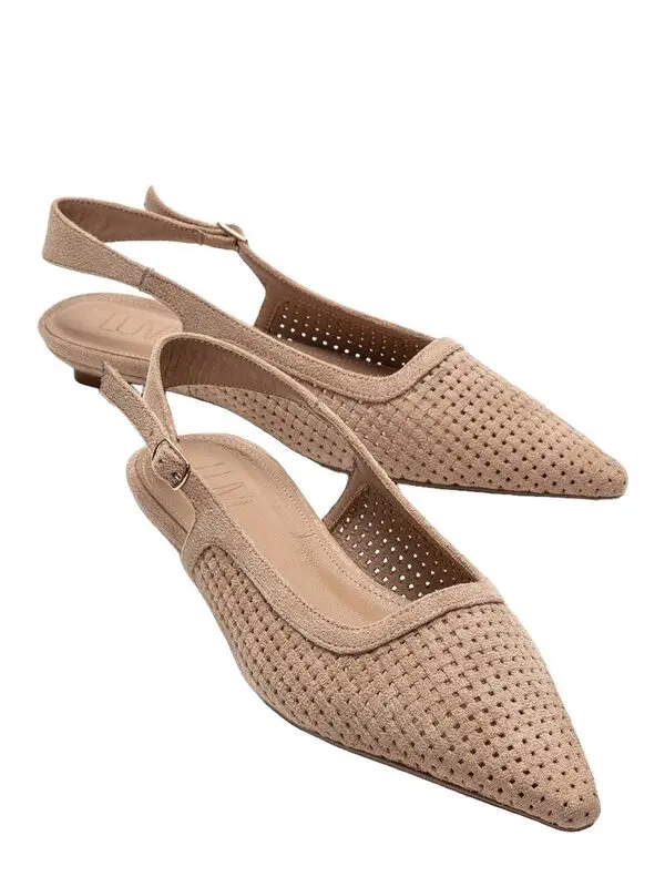 PROLOGUE SHOES Aviva Slingback Pumps - Beige Suede