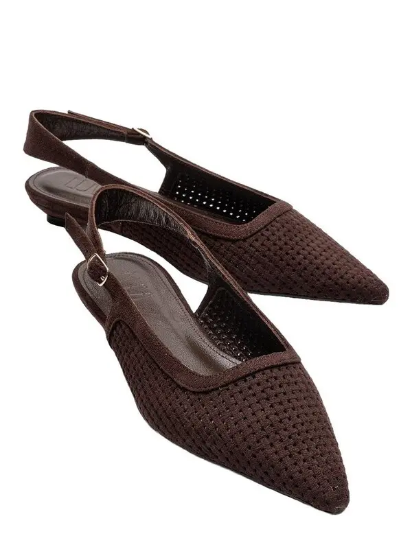 PROLOGUE SHOES Aviva Slingback Pumps - Brown Suede