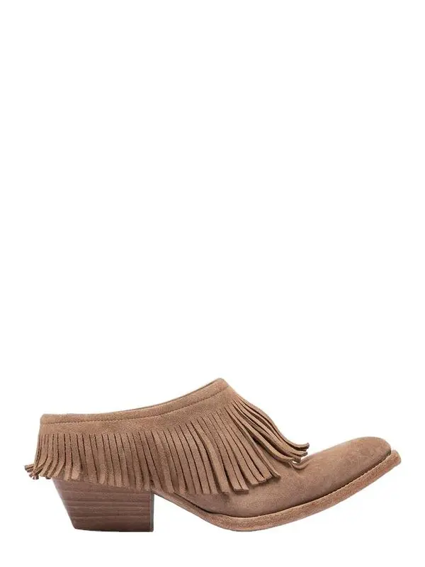 Officine Creative Suede Fringe Mules - Taupe