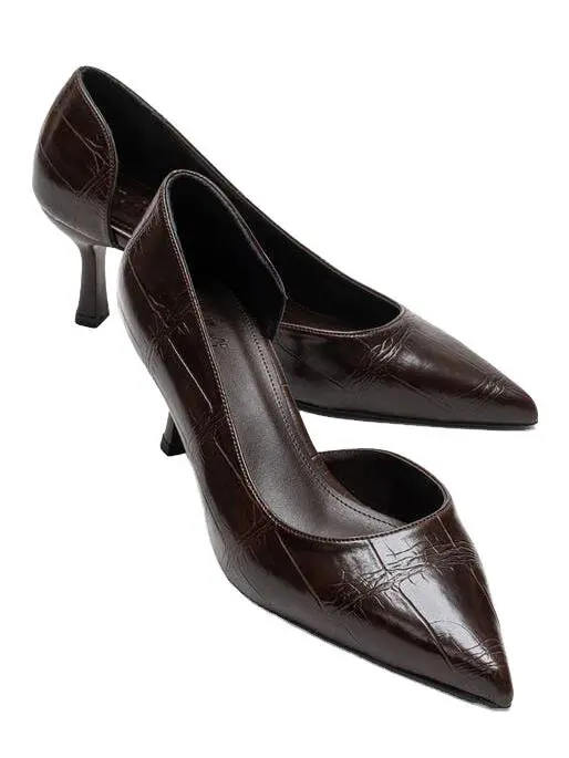 PROLOGUE SHOES Arel Pointed-toe Pumps - Brown Print
