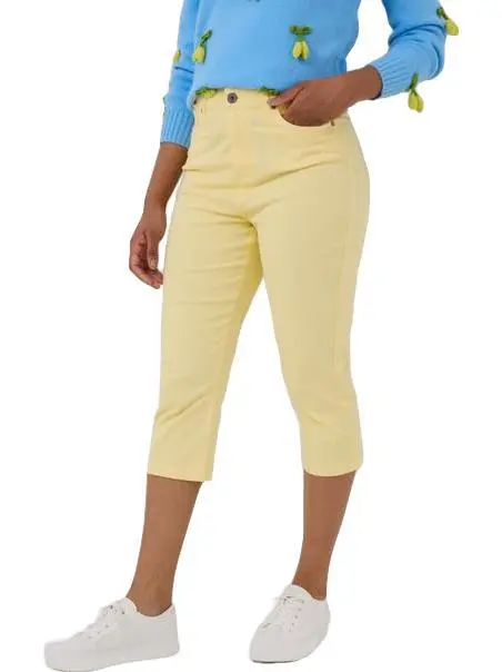 JOE BROWNS Stretch Denim Capri Pant - Bright Lemon