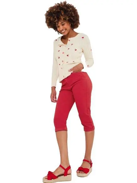 JOE BROWNS Stretch Denim Capri Pant - Vivid Red