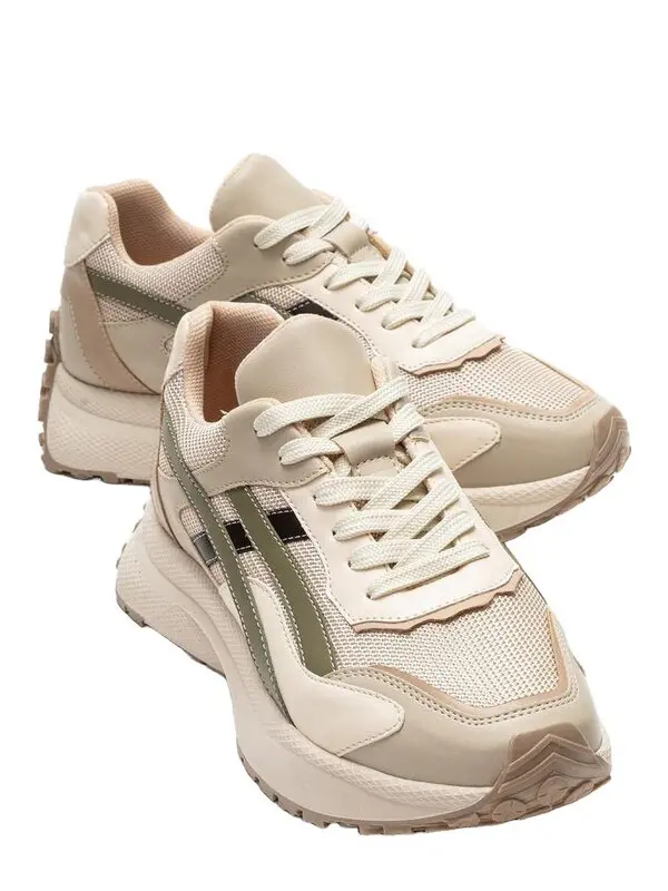 PROLOGUE SHOES Calina Lace-up Sneaker - Beige