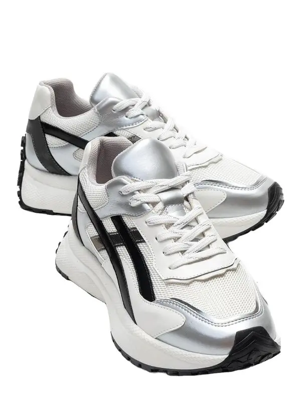 PROLOGUE SHOES Calina Lace-up Sneaker - Silver