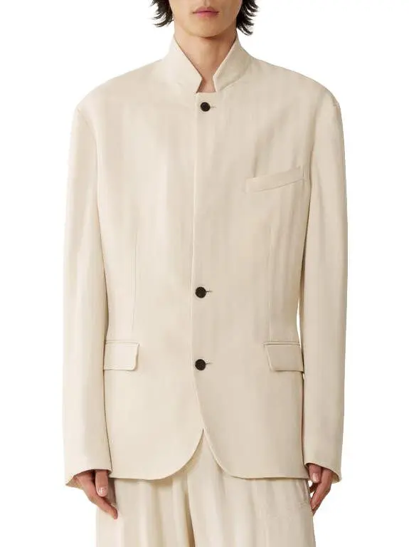 LANVIN Viscose Jacket With Stand-up Collar - Milk