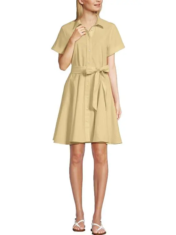 LANDS' END Linen-blend Button-front Shirt Dress With Godet Detailing - Pale Sunbeam Yellow
