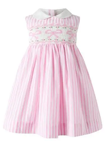 RACHEL RILEY Bow Smocked Striped Dress And Bloomers - Pink