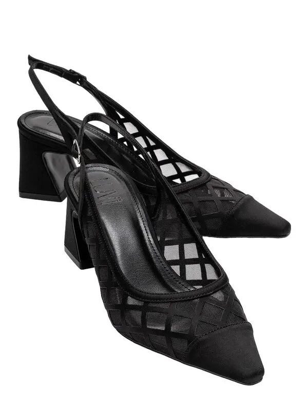 PROLOGUE SHOES Alveron Mesh Block Heel Pumps - Black
