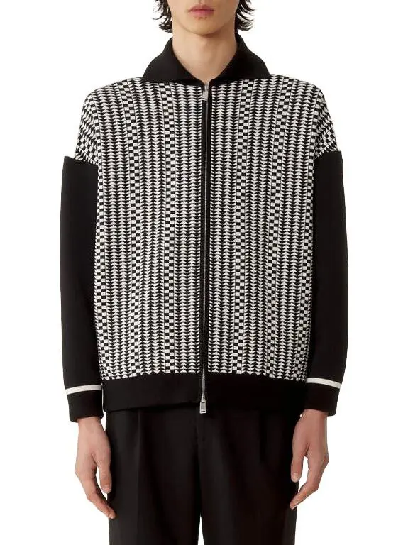 LANVIN Silk And Cotton Jacquard Zip Jacket - Black/ecru