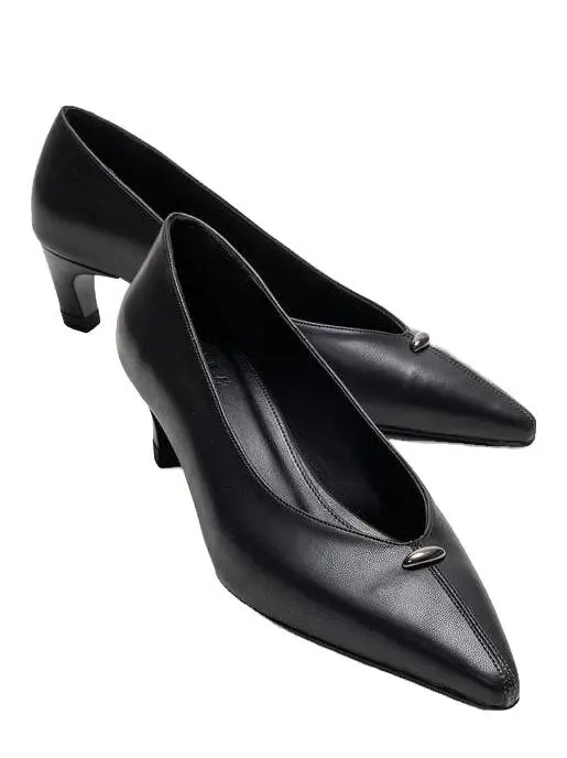 PROLOGUE SHOES Versay Pointed Toe Kitten Heel Pumps - Black