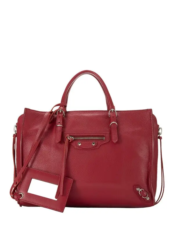 Balenciaga Calfskin Papier A4 Zip Around Tote - Red