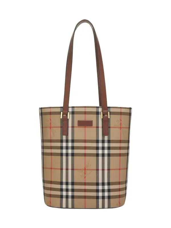 Burberry Haymarket Canvas Bucket Tote - Brown