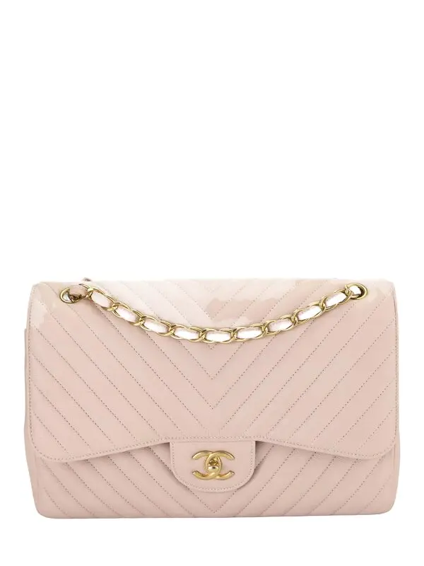 Chanel Calfskin Chevron Flap - Pink