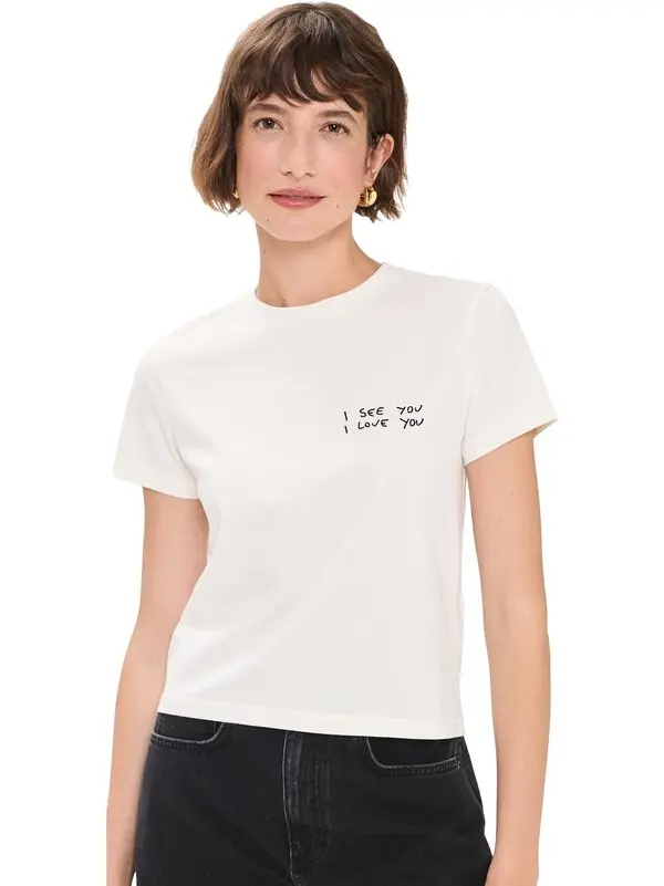 ANINE BING I See You I Love You Shelley Tee - Washed Cream