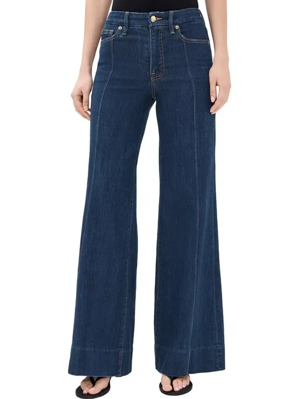 Good American Good Waist Palazzo Jeans - Indigo1169