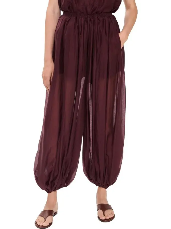 MEIMEIJ Oversized Balloon Pants With Elastic Waist - Sangria