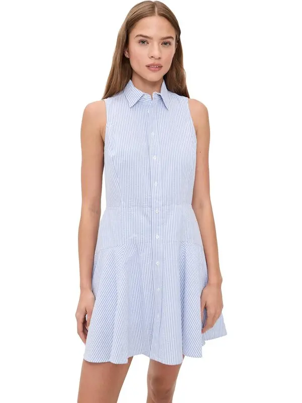 Rlx Ralph Lauren Seersucker Sleeveless Mini Dress - Blue Mist/ceramic White