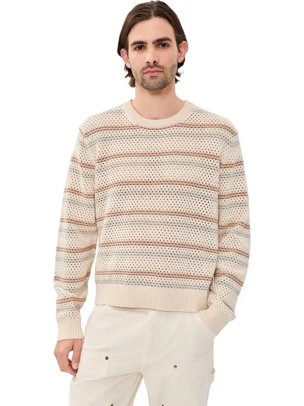 CORRIDOR Linen-blend Striped Crewneck Sweater - Natural