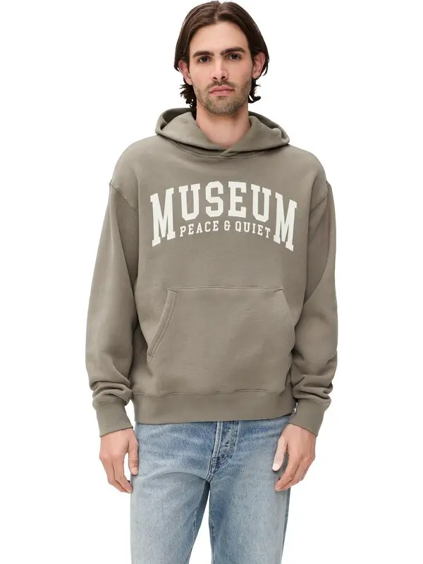 MUSEUM OF PEACE & QUIET Logo Fleece Hoodie - Sepia