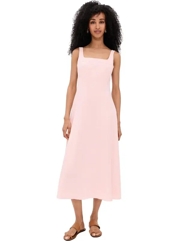 Theory Square Neck Seamed Dress - Warm Pink