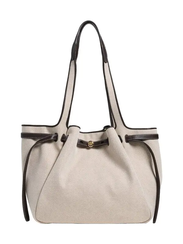 Tory Burch Romy Canvas Tote - Dusty Almond/bianco White