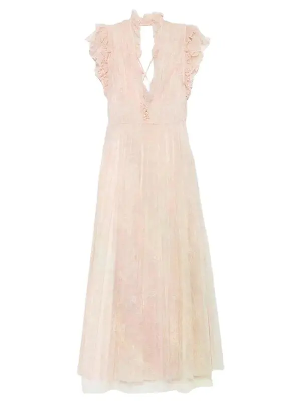 Alberta Ferretti Flower-lace Maxi Dress - Pink