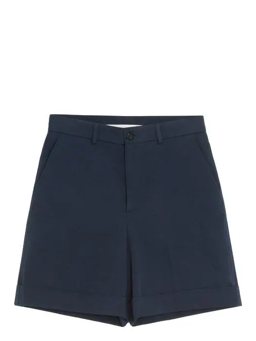 Valentino Garavani Gabardine Bermuda Shorts With Vlogo - Navy