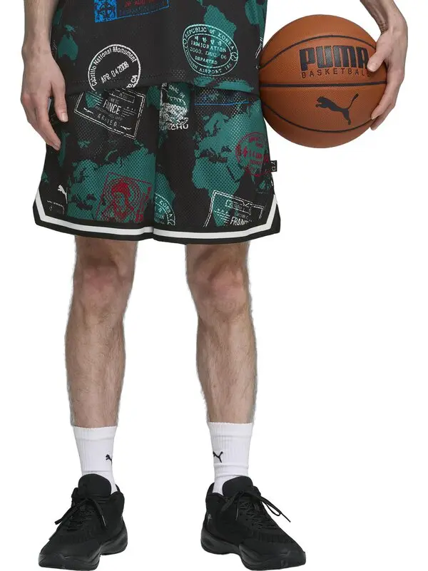 PUMA Patterned Basketball Shorts - Black