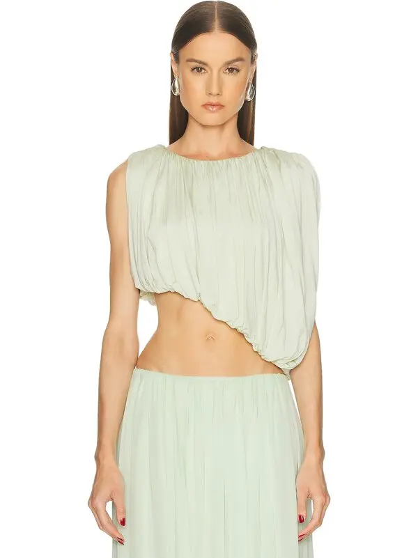 Marina Moscone Asymmetric Gathered Draped Top - Hemlock