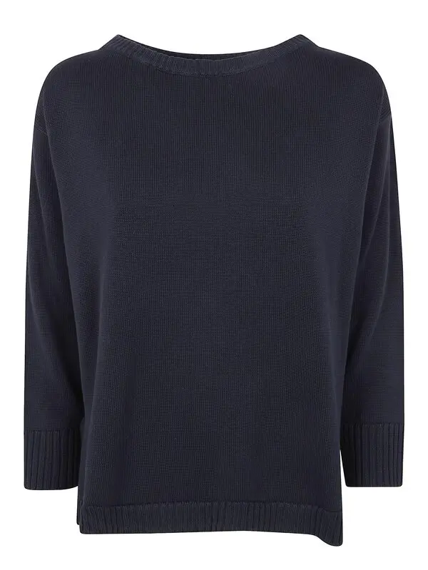 Rossopuro Long Sleeved Boat Neckline Sweater - Black