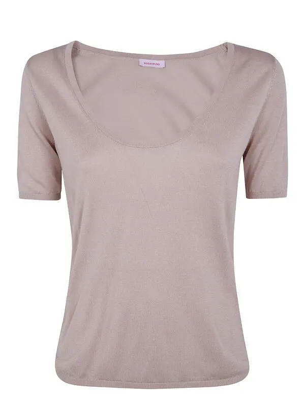 Rossopuro Short Sleeved U Neck T-shirt - Brown