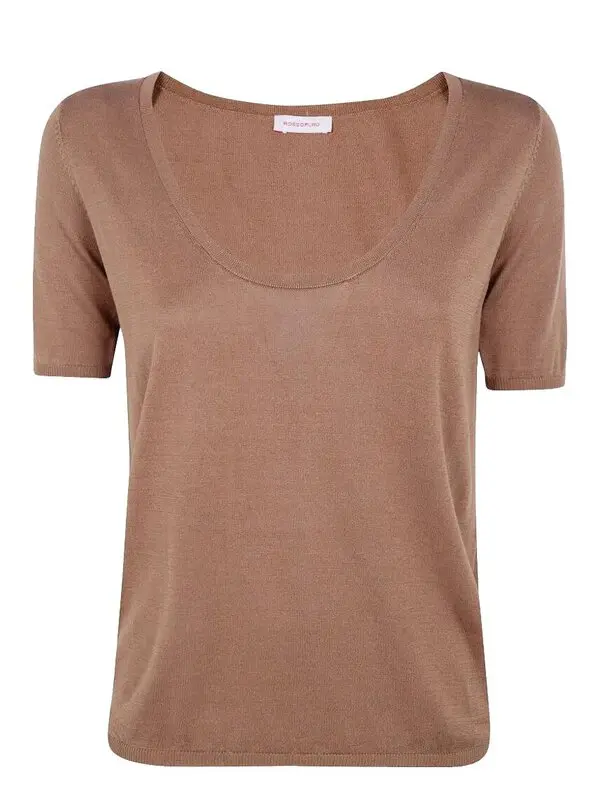 Rossopuro Short Sleeved U Neck T-shirt - Brown